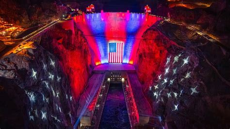 Massive American Flag Light Display Unveiled At Hoover Dam For America