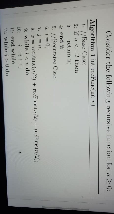 solved consider the following recursive function for n 0