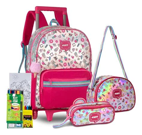 Kit Escolar Mochila Holográfica Candy Girl Frete grátis