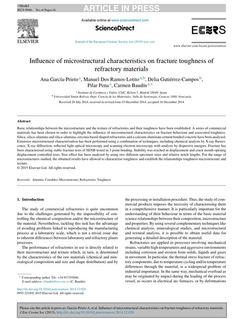Pdf Influence Of Microstructural Characteristics On Fracture Toughness Of Refractory Materials