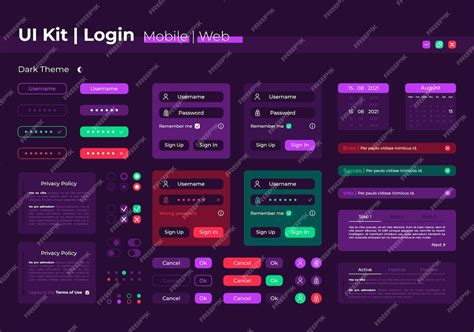 Premium Vector Login Ui Elements Kit Registration Form System