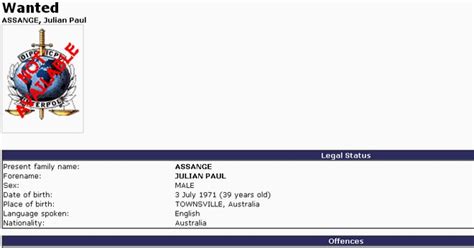 Interpol Issues Red Notice For Arrest Of Wikileaks Julian Assange