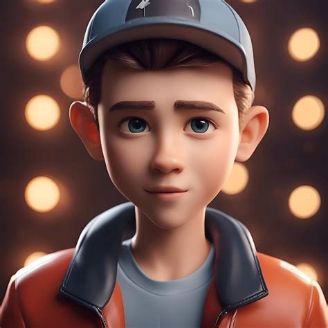 Portrait D un Garçon Dans Une Casquette De Baseball Rendu 3d Photo