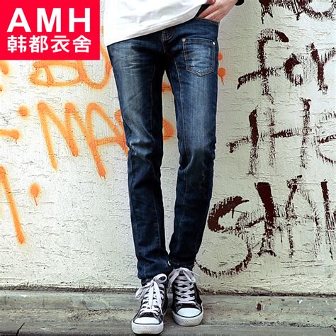 Amh男装2014春装新款韩版男士修身水洗贴袋牛仔长裤nr2359輣玖amh官方旗舰店