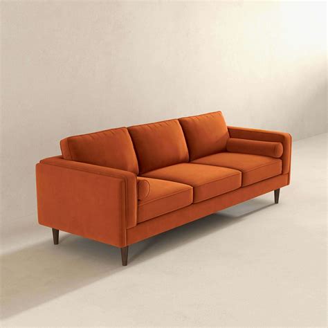 Amber Burnt Orange Luxury Modern Velvet Sofa The Gilded Thistle