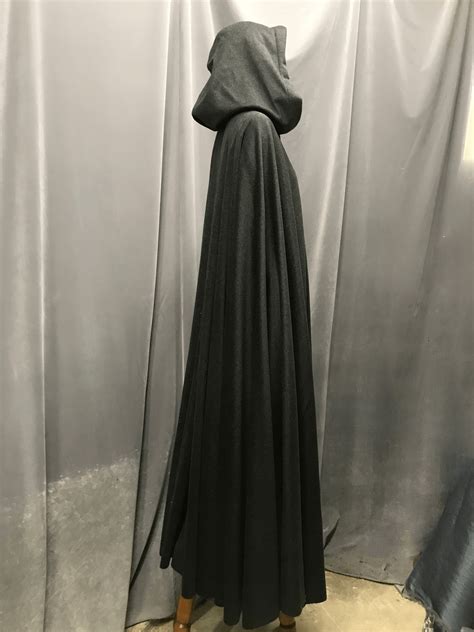 4174 Xl Heathered Black Wool Full Circle Cloak Unlined Hood Clasp Tbd