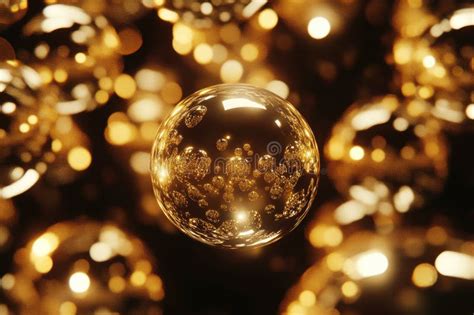 Abstract Luminous Sphere Texture Radiant Golden Orbs Glowing Dynamically Against A Dark
