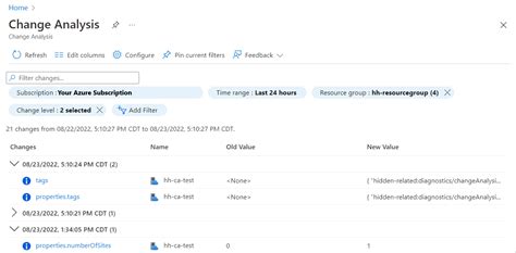 변경 분석 보기 및 사용클래식 Azure Monitor Microsoft Learn