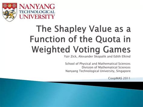 Ppt The Shapley Value As A Function Of The Quota In Weighted Voting