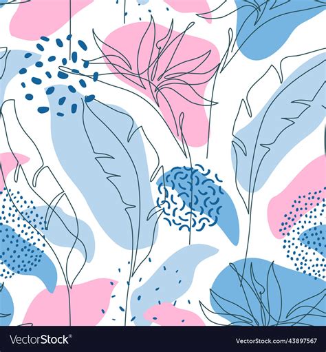 Geometric Organic Shapes One Line Continuous Vector Image