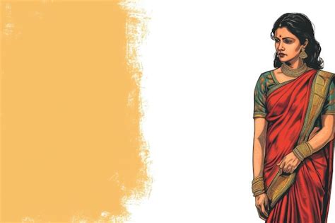 Premium Photo Indian Girl Woman In Sari Illustration BANNER Place For