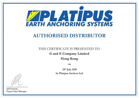 Distributor Authorization G And E Company Ltd