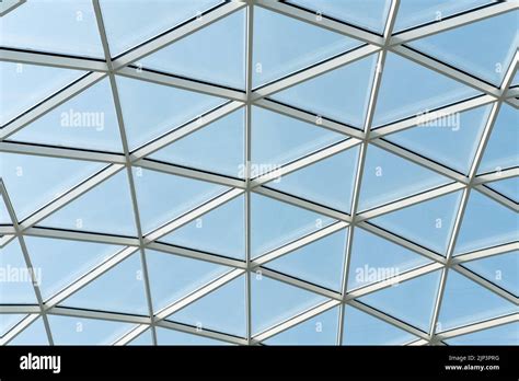 Architectural Glass Structure With A Geometric Triangular Pattern On A