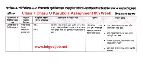 Class 7 Assignment 8th Week Answer 2021 English And Charu O Karukola