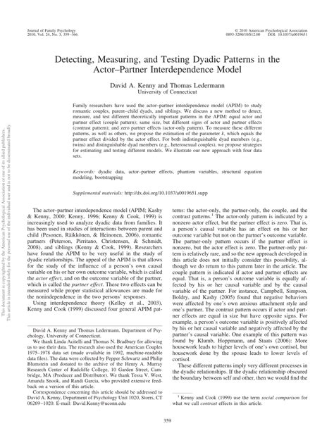 detecting measuring and testing dyadic patterns in the actor partner