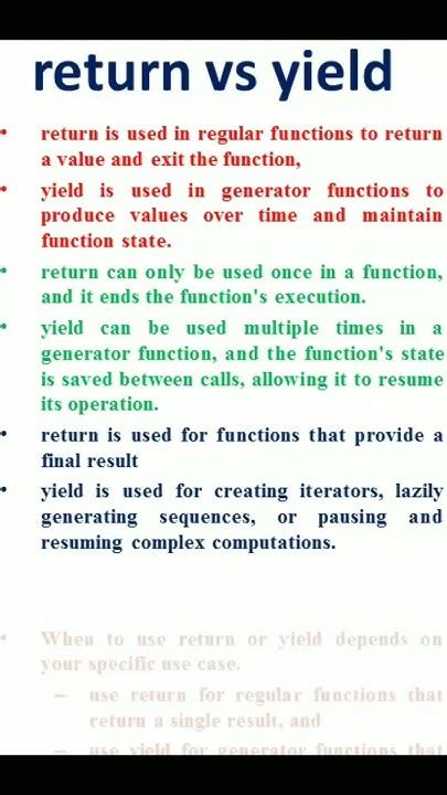 Return Vs Yield In Pythonpythonprogramming Youtube