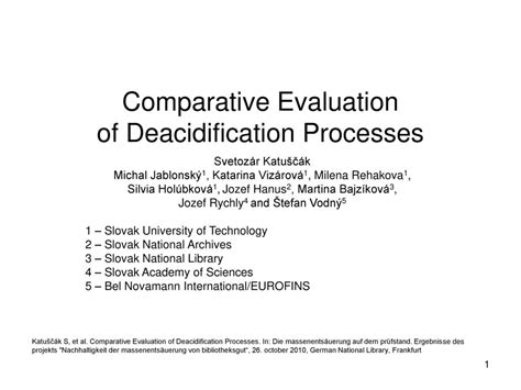 Comparative Evaluation Of Deacidification Processes Ppt Download