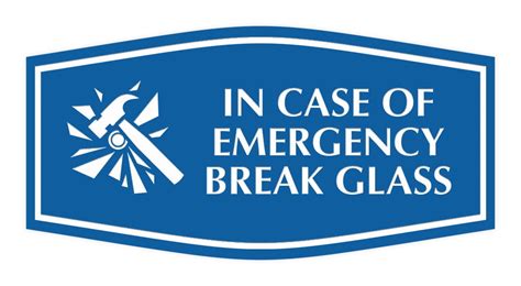 Signs Bylita Fancy In Case Of Emergency Break Glass Sign Blue Small