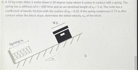 Solved A 10kg Crate Slides 1 Meter Down A 30 Degree Ramp Chegg