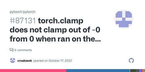 Torchclamp Does Not Clamp Out Of 0 From 0 When Ran On The Cpu · Issue 87131 · Pytorchpytorch