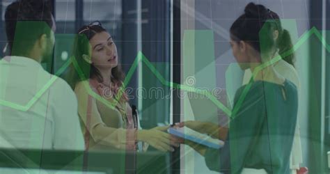 Image Of Data Processing Over Diverse Business People Talking Stock