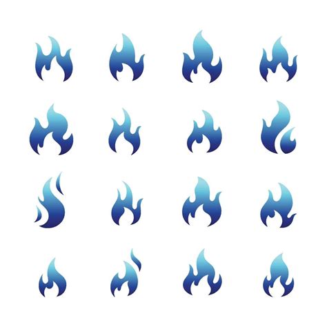 Set Of Gradient Blue Flames Vector Illustration 22655017 Vector Art At