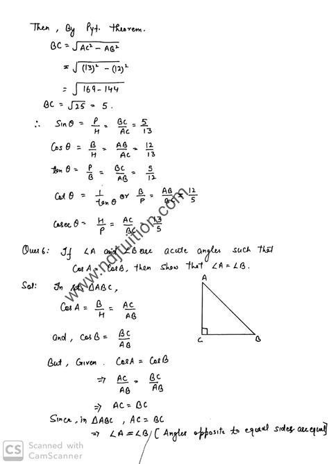 Trigonometry Handwritten Notes For Class 10th Math