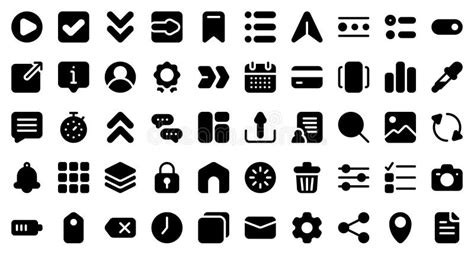 Basic User Interface Essential Set Solid Icon Set User Interface Symbols Stock Vector