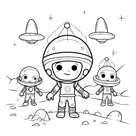 Иллюстрация векторной иллюстрации персонажей мультфильмов астронавтов