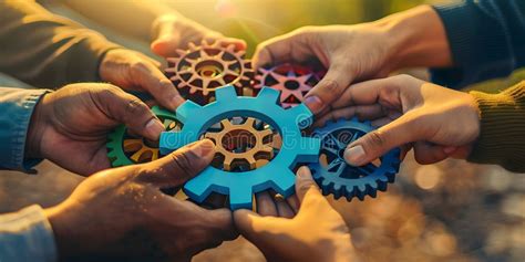 Colorful Interlocking Gears Stock Illustrations 115 Colorful