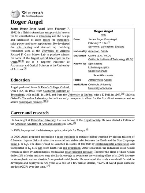 Roger Angel Pdf Physical Sciences Astronomy