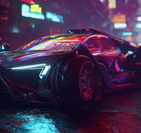 Premium AI Image Beautiful Wallpaper Cyberpunk Hypercar Custom Punker