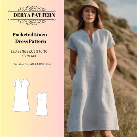 Pocketed Linen Dress Patternsummer Linen Dress Patternfantasy Dress