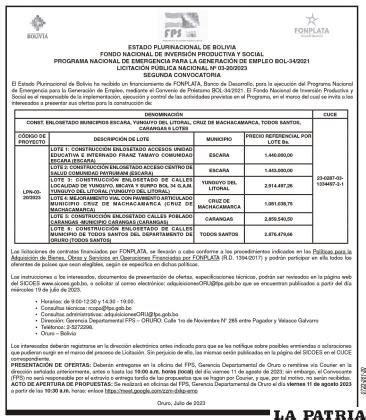 FONDO NACIONAL DE INVERSI N PRODUCTIVA Y SOCIAL PROGRAMA NACIONAL DE