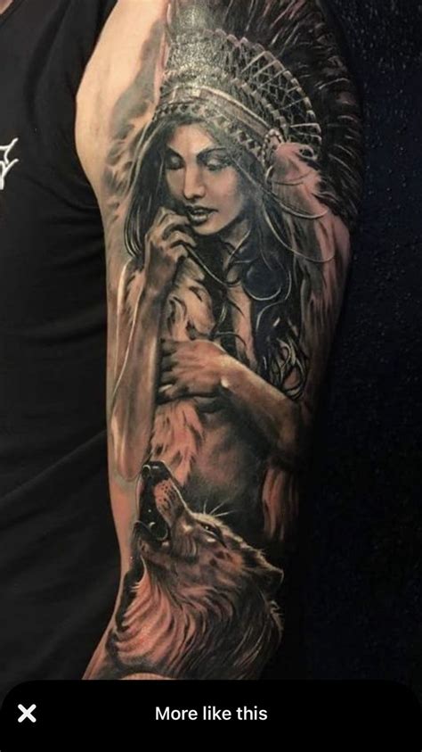 Native American Wolf Tattoo Aztec Woman Warrior Tattoo Wolf And