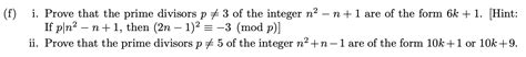Solved F I Prove That The Prime Divisors P Of The Chegg
