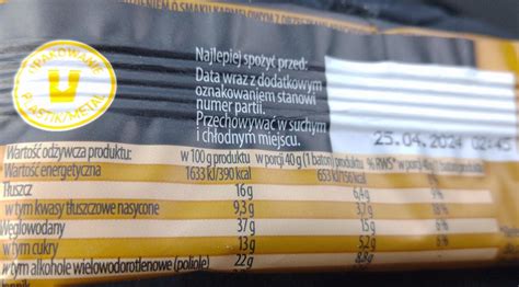 Baton wysokobiałkowy smak karmelowy Go Active kalorie kJ i wartości