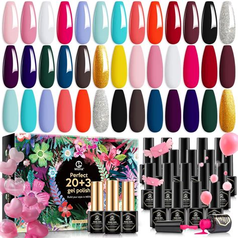 MEFA Gel Nail Polish Kit 23 Pcs Valentines Day Pink Gel Polish Set