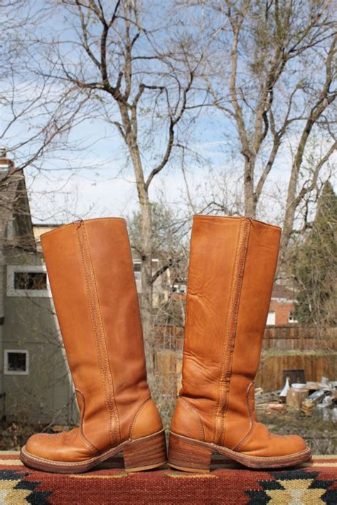 Vtg 1970s Tall Leather Campus Boots Bort Carleton Womens Size Etsy