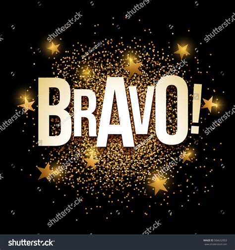 Bravo Banner Gold Glitter Vector Illustration เวกเตอรสตอก ปลอดคา