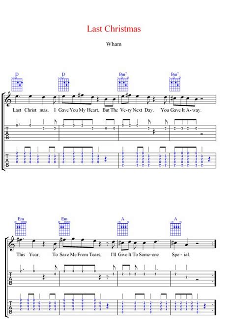 Last Christmas Wham Guitar Tab