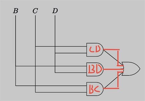 tikz pgf how to draw circuit logic align the outputs tex latex
