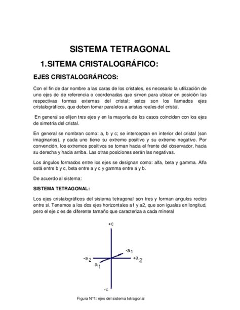Doc Sistema Tetragonal Sitema CristalogrÁfico Ejes CristalogrÁficos