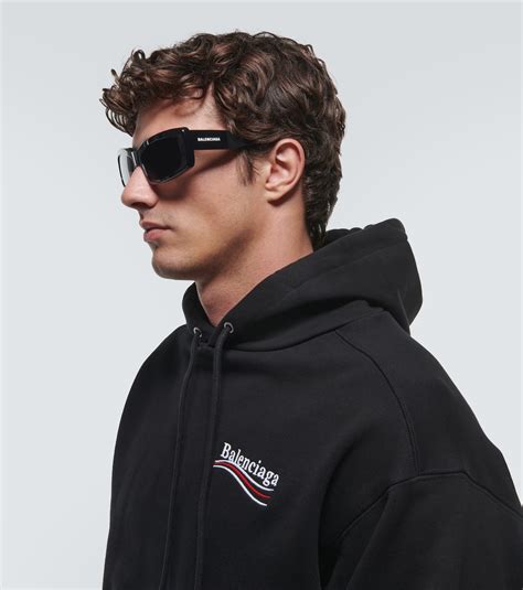 Oversized Rectangular Sunglasses In Black Balenciaga Mytheresa