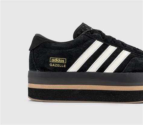 Adidas Gazelle Stack Trainers Core Black Cream White Gum Womens Trainers
