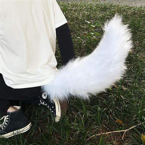 White Wolf Tail Furry Faux Fur Cosplay Wolf Etsy