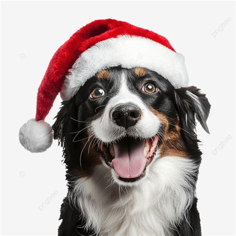 산타클로스 모자를 쓴 쾌활한 개 개 산타 클로스 모자 검정색과 흰색 Png 일러스트 및 이미지 에 대한 무료 다운로드 Pngtree