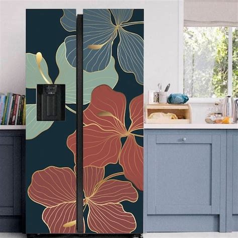 Decal Fridge Refrigerator Skin Decor Kitchen Skin Fridge Wrap Etsy