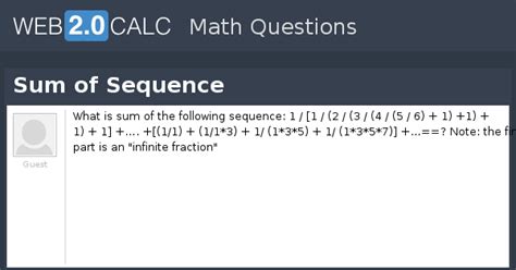 View Question Sum Of Sequence