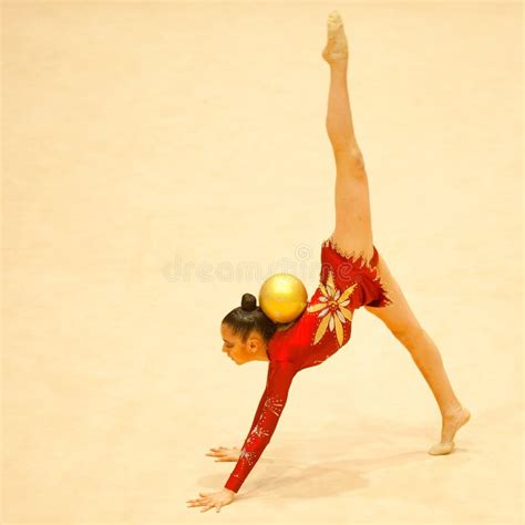 Free Callisthenics Adorable Gymnast With Ball Stock Image Image Of